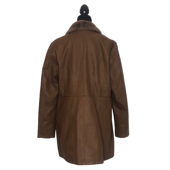 Baccini | Jackets & Coats | Baccini Brown Faux Leather Trench Coat Faux ...